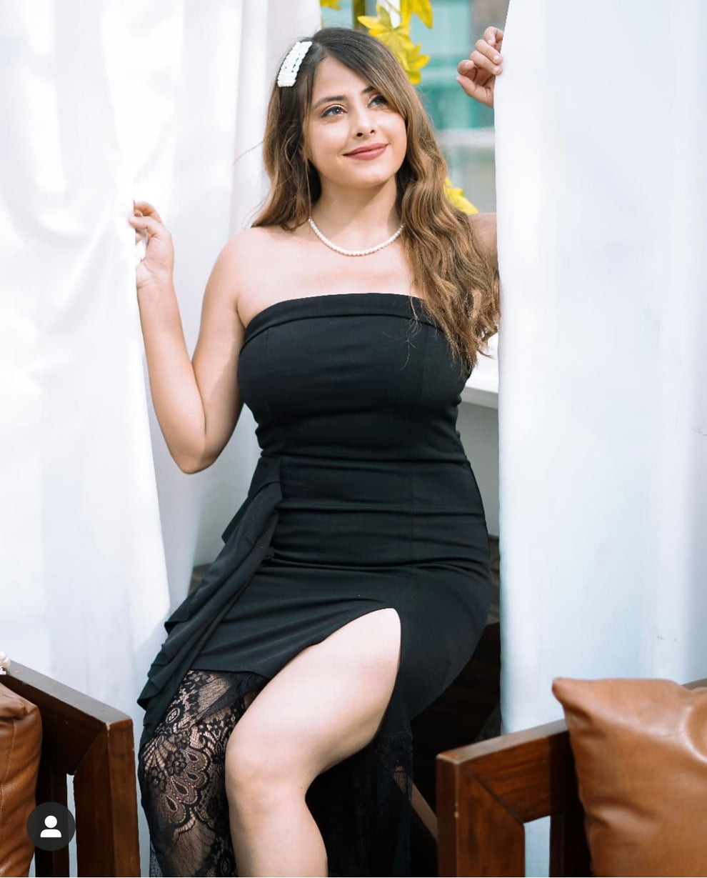 Mehak Sethi In Our Jayda Tube Slit Lace Dress – Made For Her Label