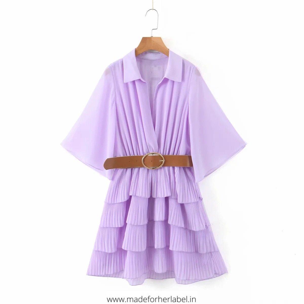 Client Nelova In Our V Neck Ruffle Pleated Dress | Made For Her Label