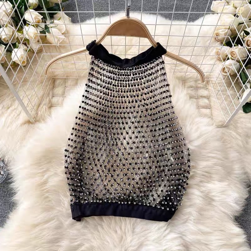 Vegas Fishnet Rhinestone Top – Made For Her Label